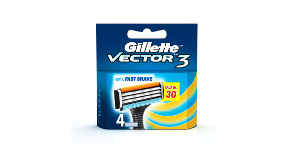 Gillette Vector3 Shaving Razor Blades (Pack of 4) : Buy Gillette ...
