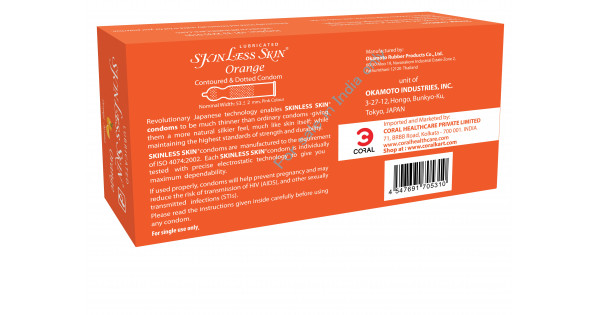 Okamoto Skinless Skin Orange Condoms (Pack of 10) : Buy Okamoto ...